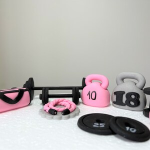 Handmade Edible Gym Themed Cake Topper Weights / Exercise Cake Topper ...