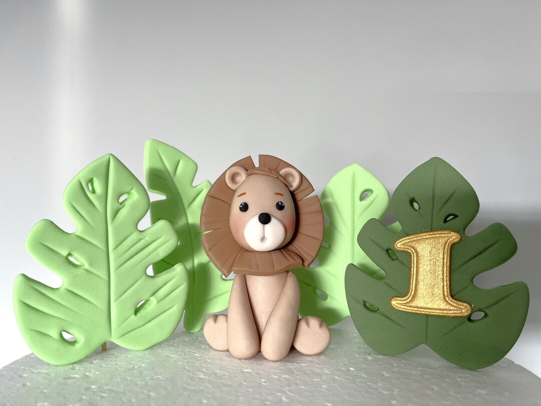 Personalised Fondant Edible Lion / Edible Tropical Leaves / Birthday ...