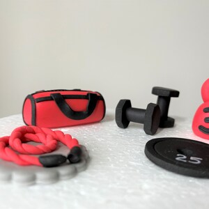 Handmade Edible Gym Themed Cake Topper Weights / Exercise Cake Topper ...