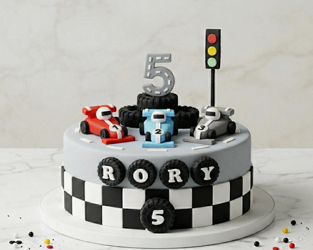 Racing Cars Sugar Paste Cake Toppers. Fondant Car. Edible Personalised ...