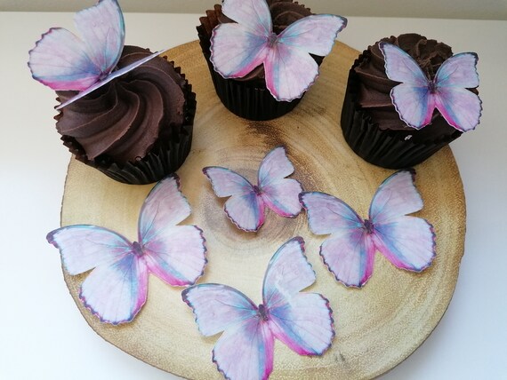 Pre-cut Pink and Purple Realistic Wafer Butterflies Edible | Etsy