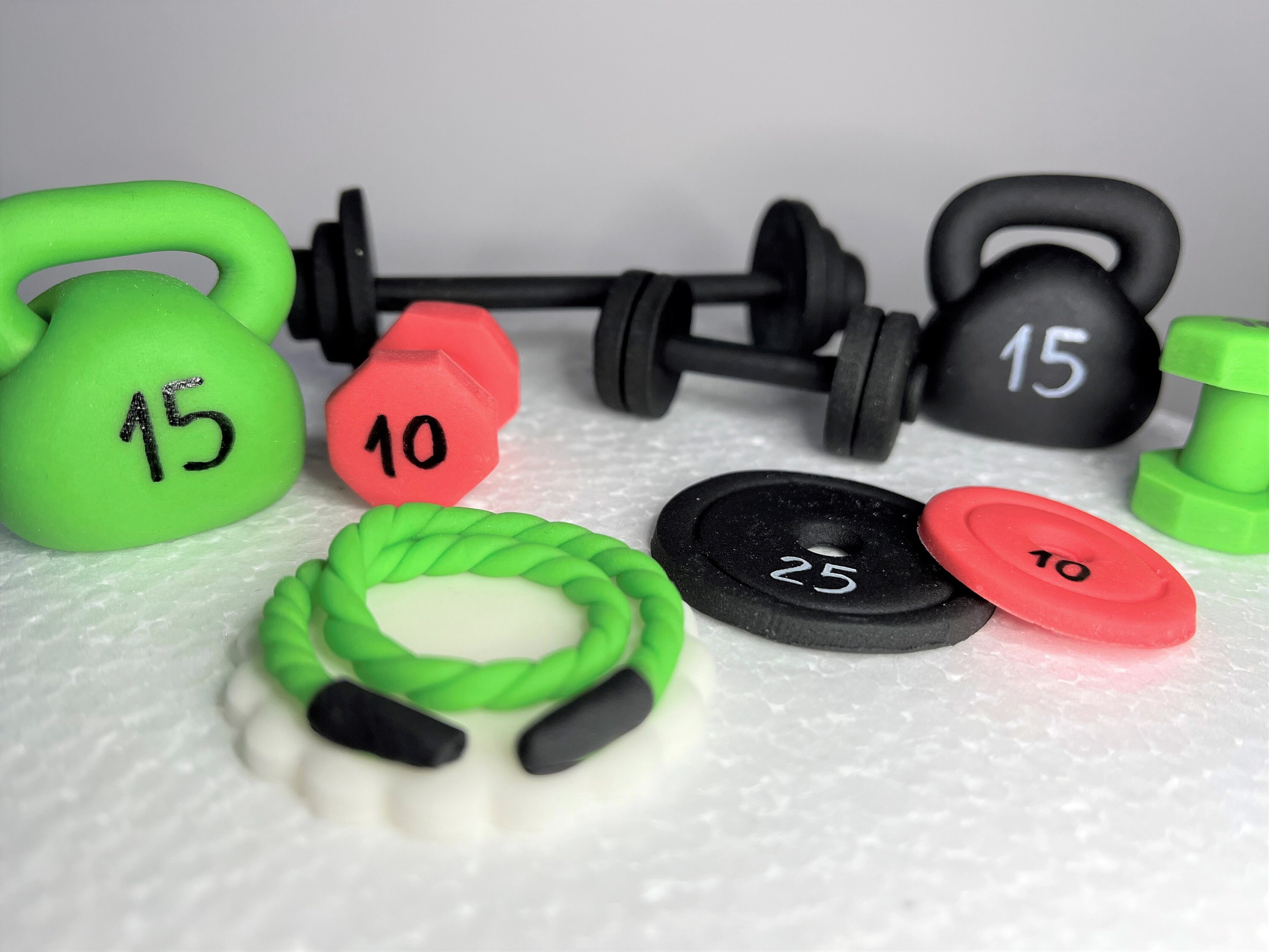 Handmade Edible Gym Themed Cake Topper Weights / Exercise Cake Topper ...