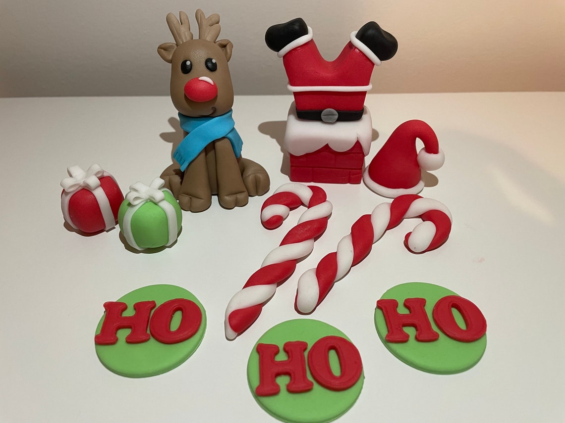 Christmas Fondant Cake Toppers. Santa Claus Fondant Topper. Edible Cake ...