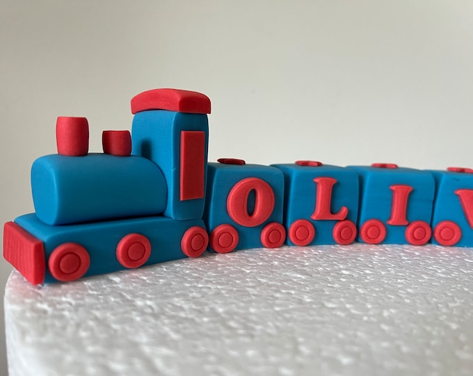 Handmade Edible Fondant Train Cake Topper Set - Etsy