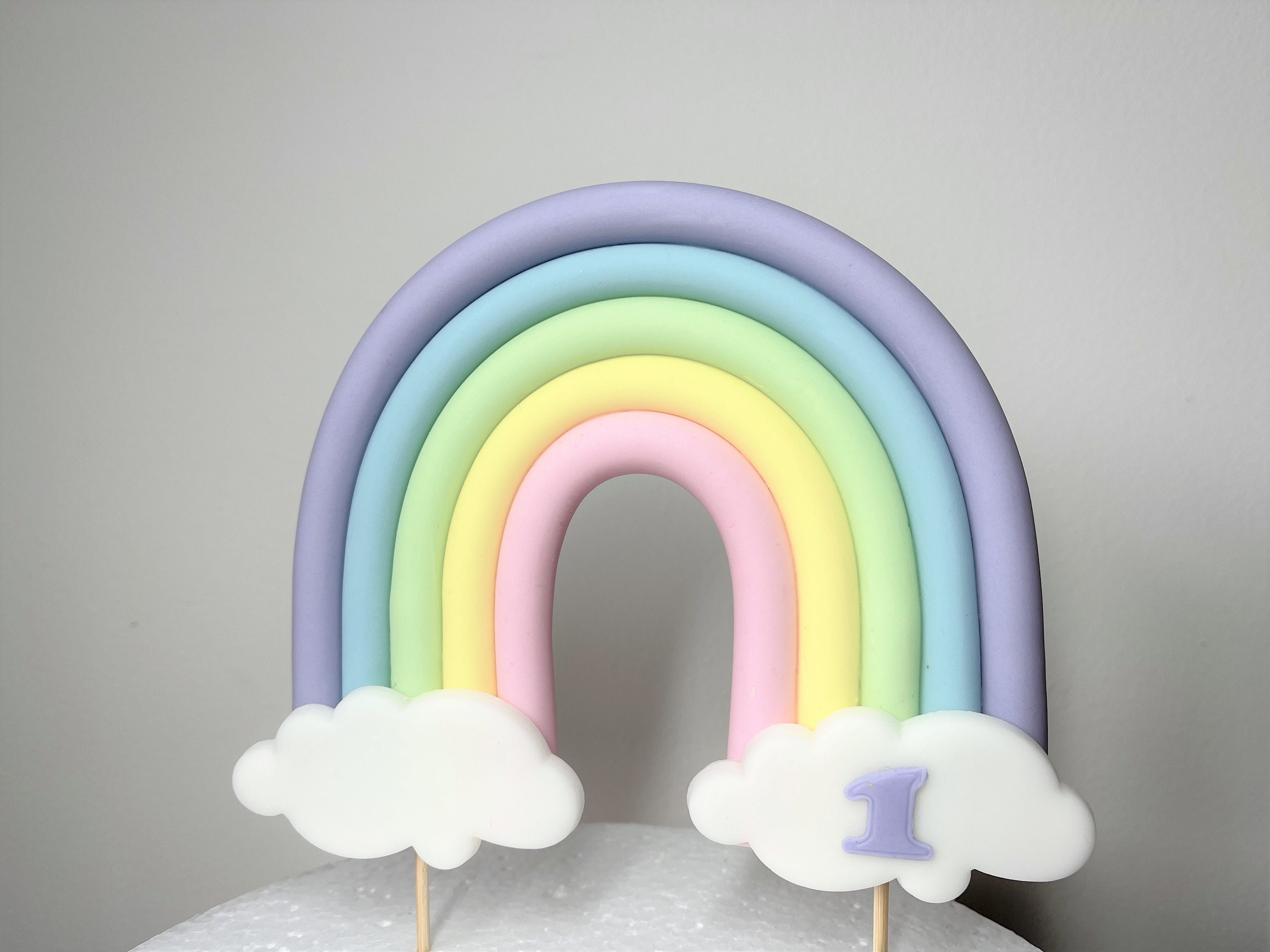 Personalised Rainbow Cake Topper Decoration in Pastel Colours. - Etsy UK