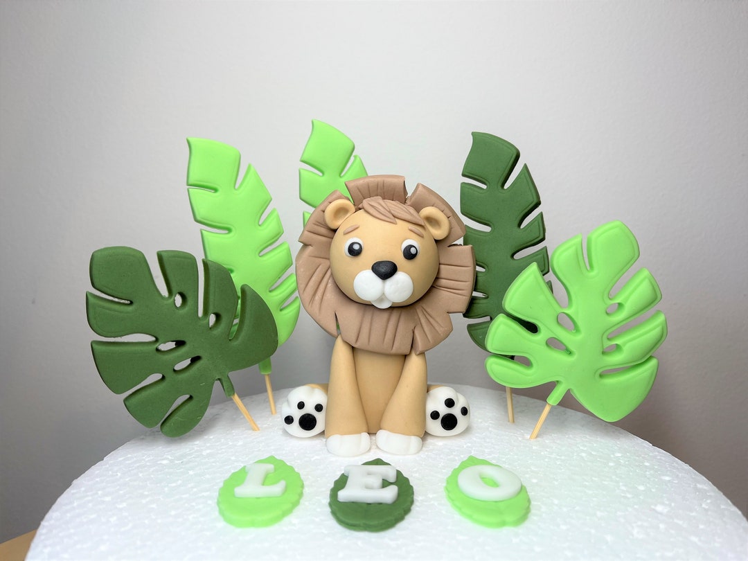 Personalised Fondant Edible Lion. Edible Cake Topper Set. Birthday Baby ...