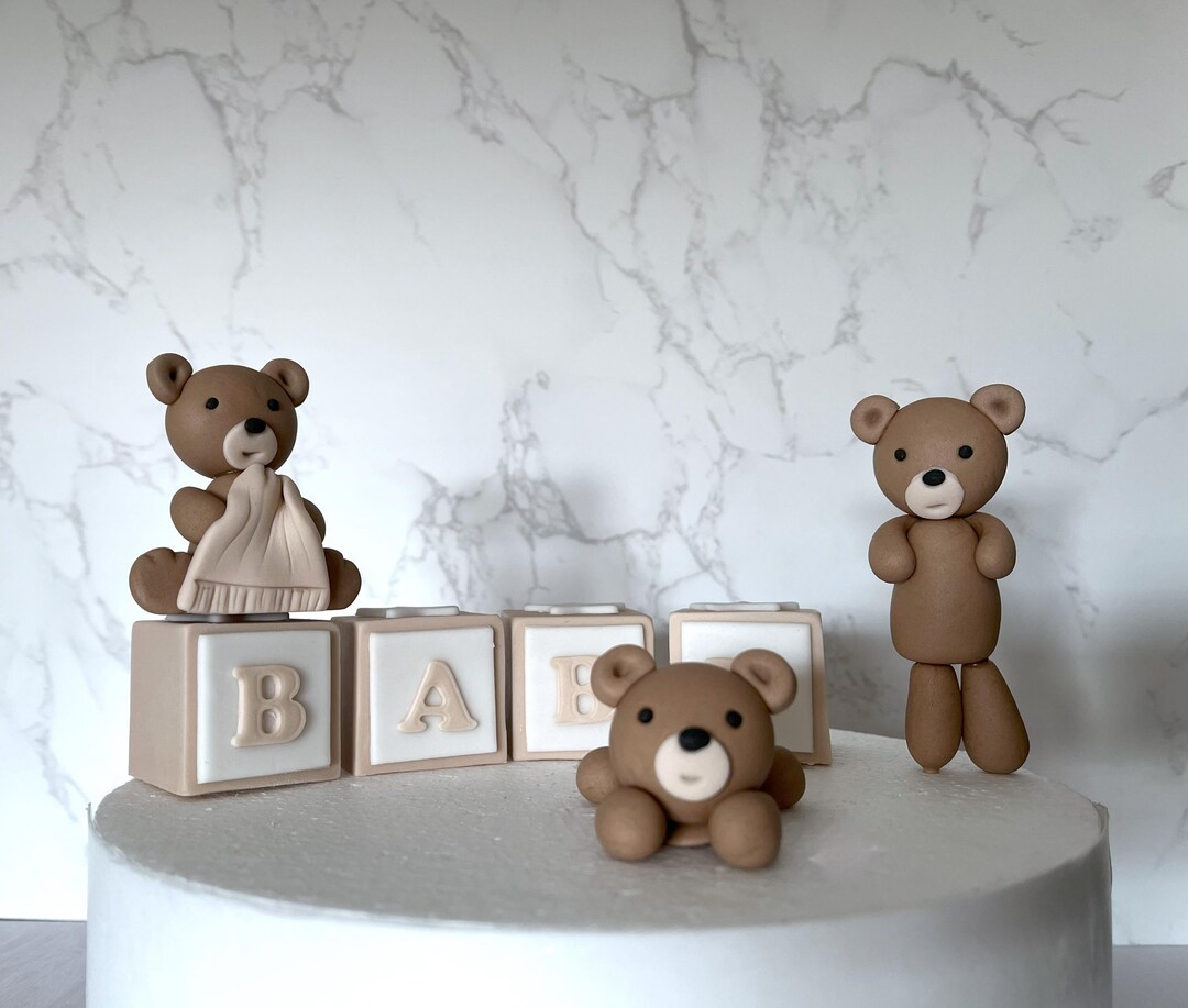 Teddy Bear and ''ABC'' Cubes Edible Cake Toppers / Birthday Baby Shower ...