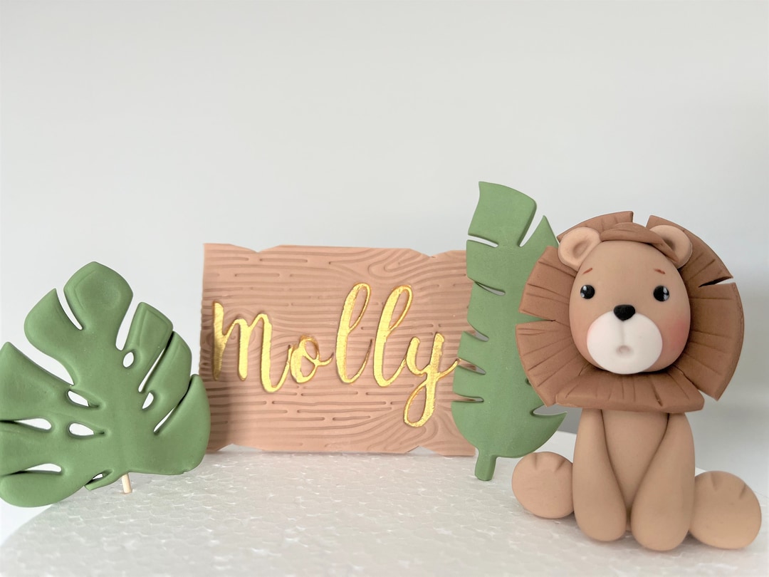 Personalised Fondant Edible Lion / Edible Tropical Leaves / Birthday ...