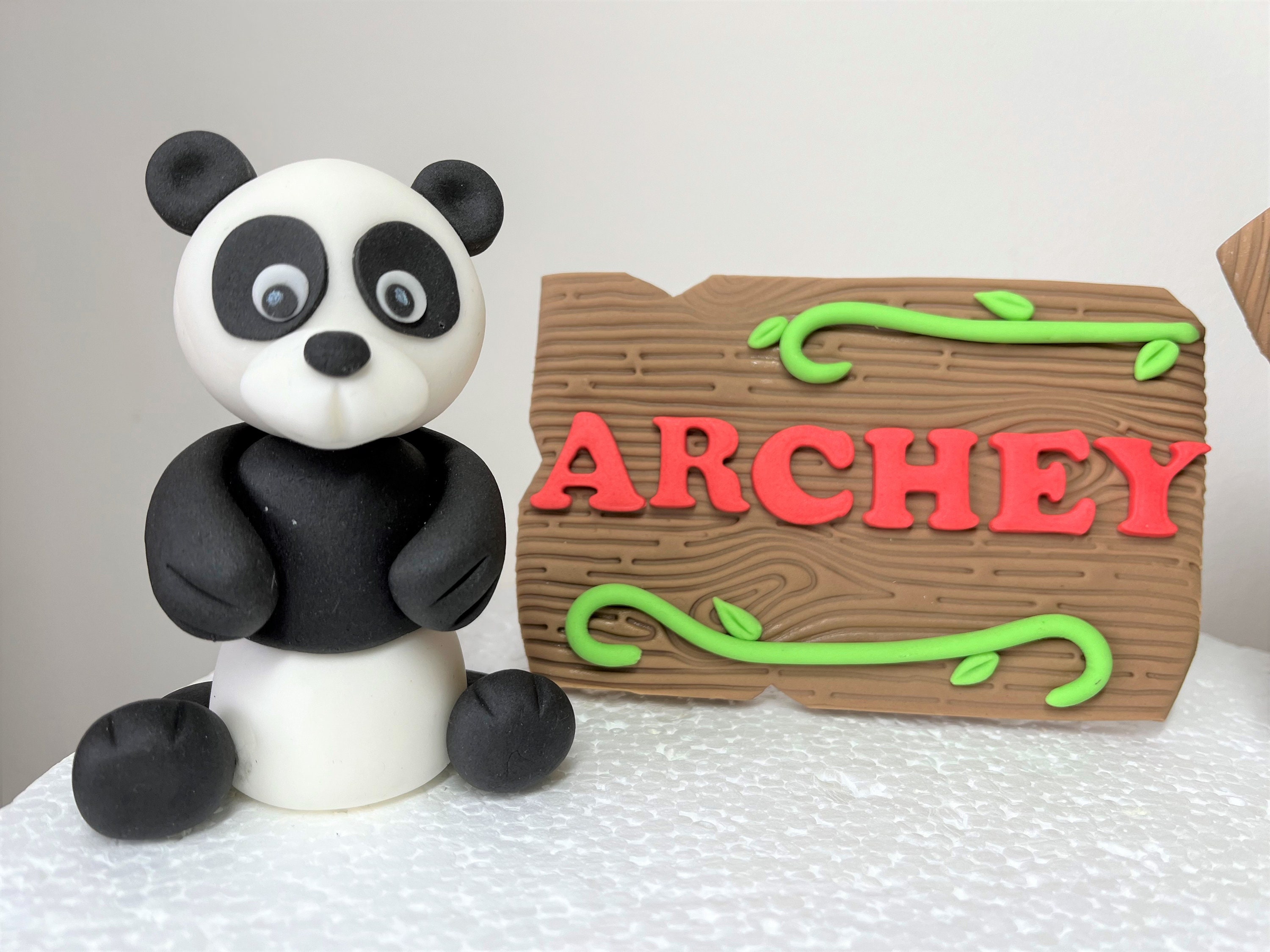 Personalised Edible Handmade Panda Cake Topper. Fondant Sugar - Etsy