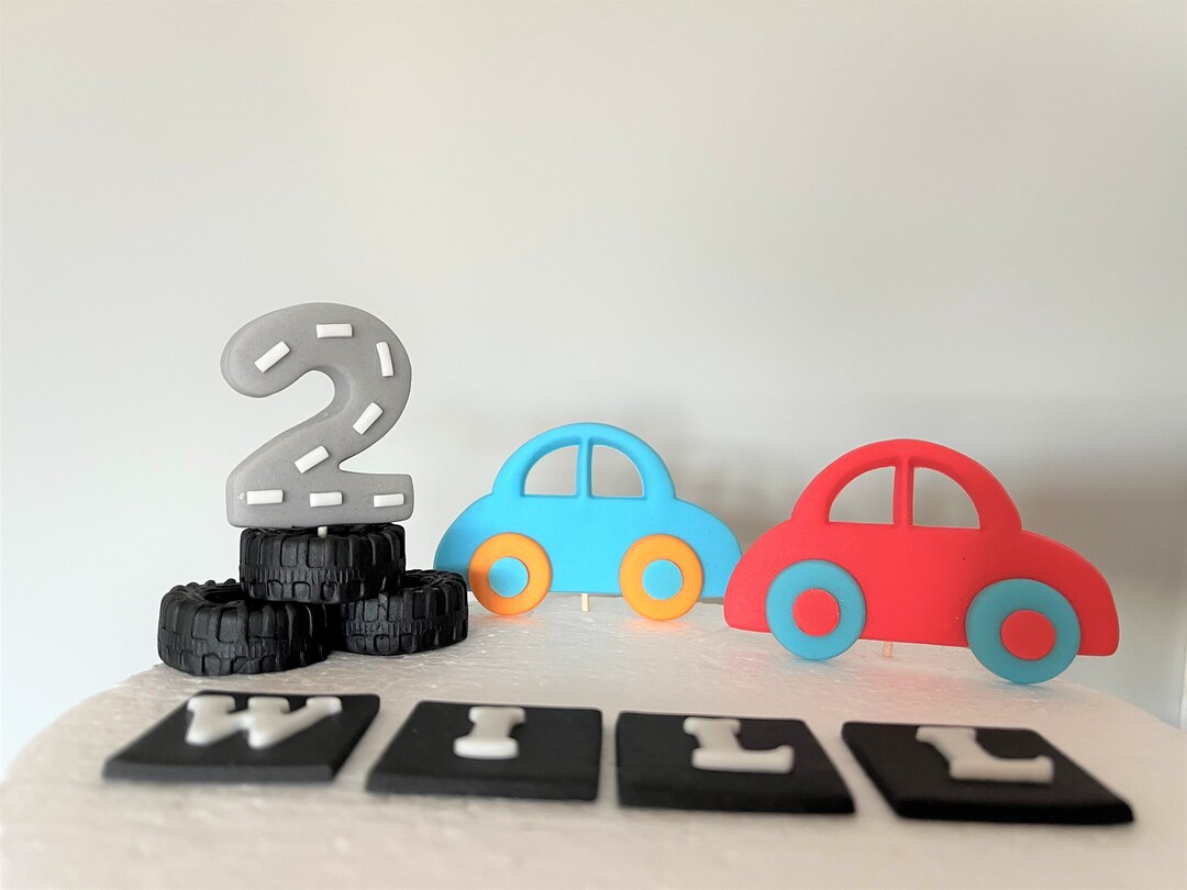 2D Cars Cake Toppers. Edible Personalised Birthday Fondant Cake Topper ...