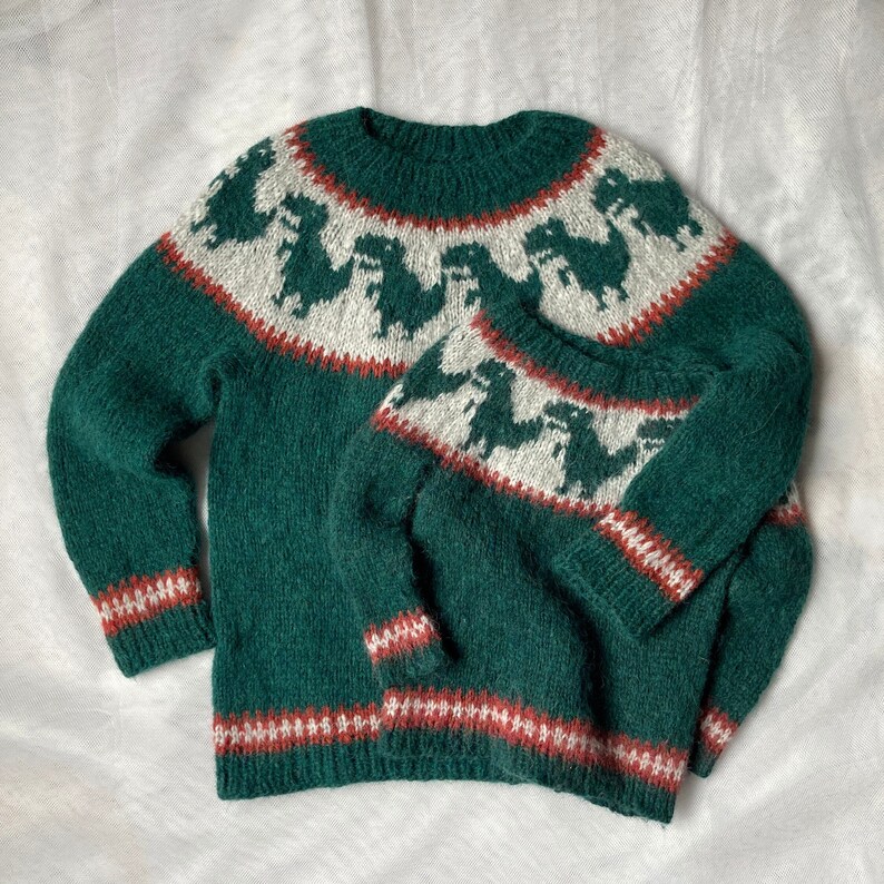 Knitting Pattern of Cozy Winter Sweater With Dinosaurs, Pdf Digital ...