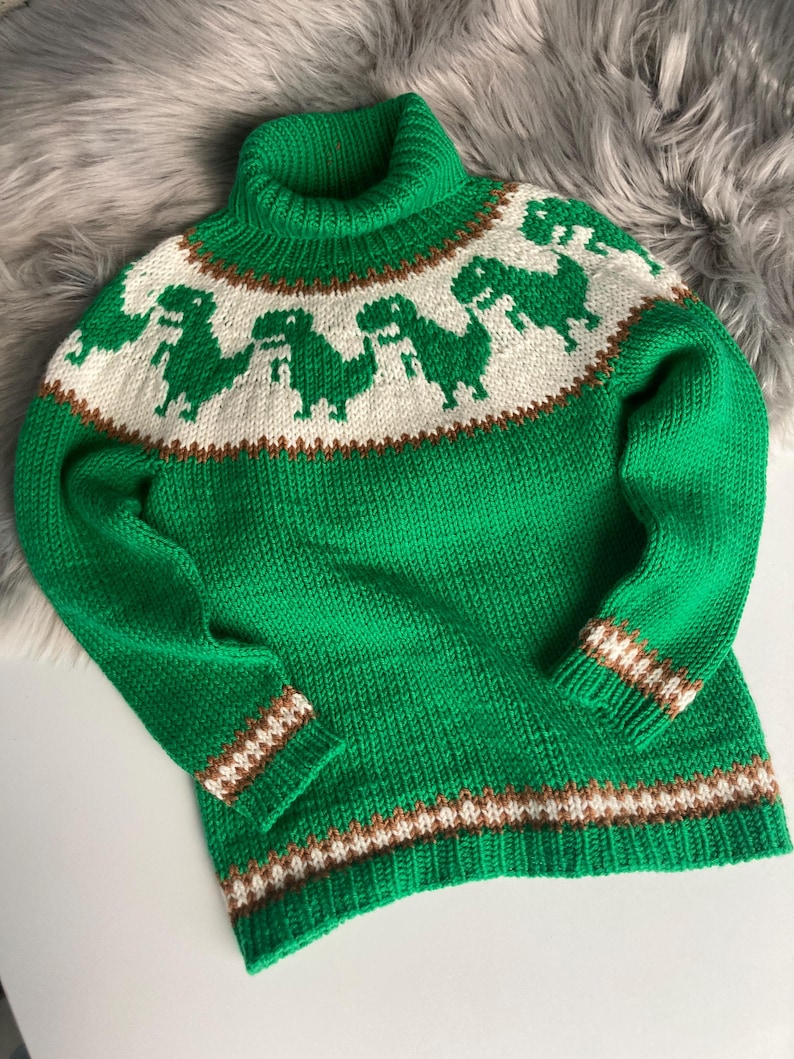 Knitting Pattern of Cozy Winter Sweater With Dinosaurs, Pdf Digital ...