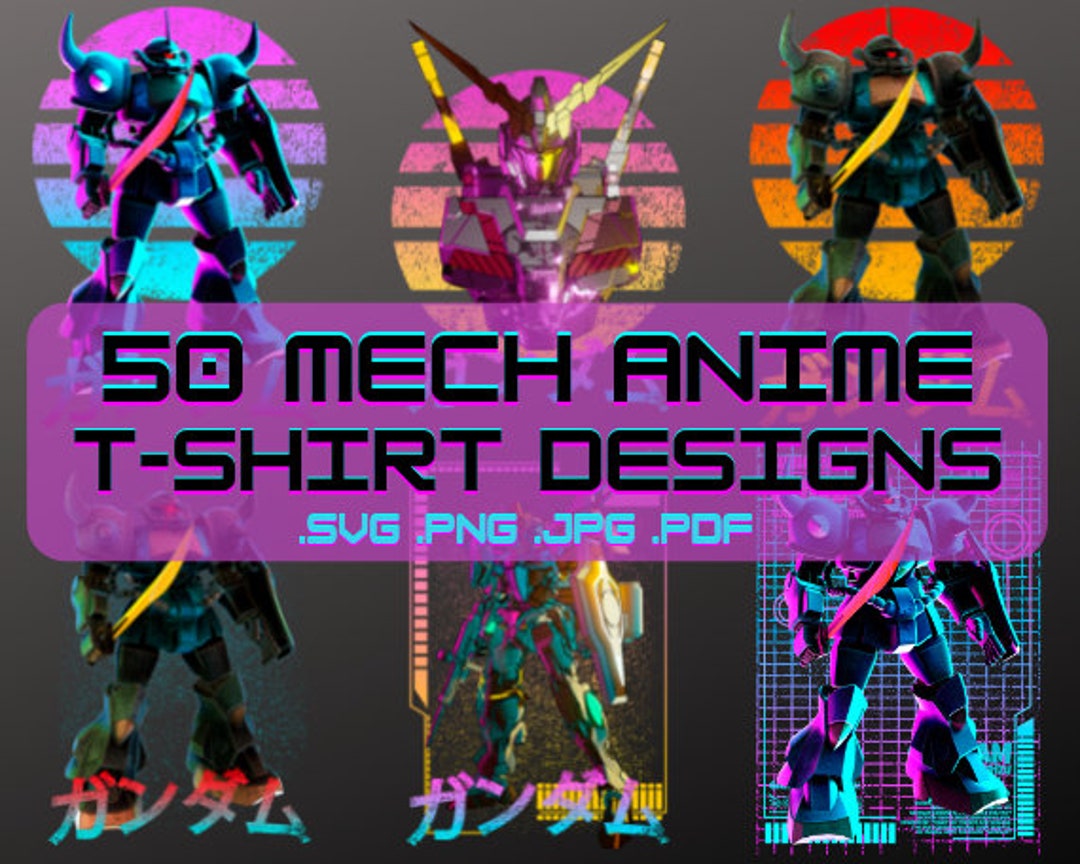 50 Mech Anime T-shirt Designs, SVG PNG JPG (digital Download) - Etsy