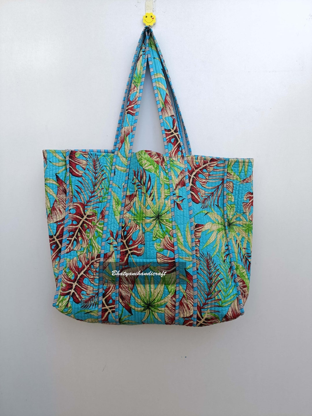 Quilted Jhola Bag, Floral Print Bag , Jhola Bags, Market Bags, Tote ...