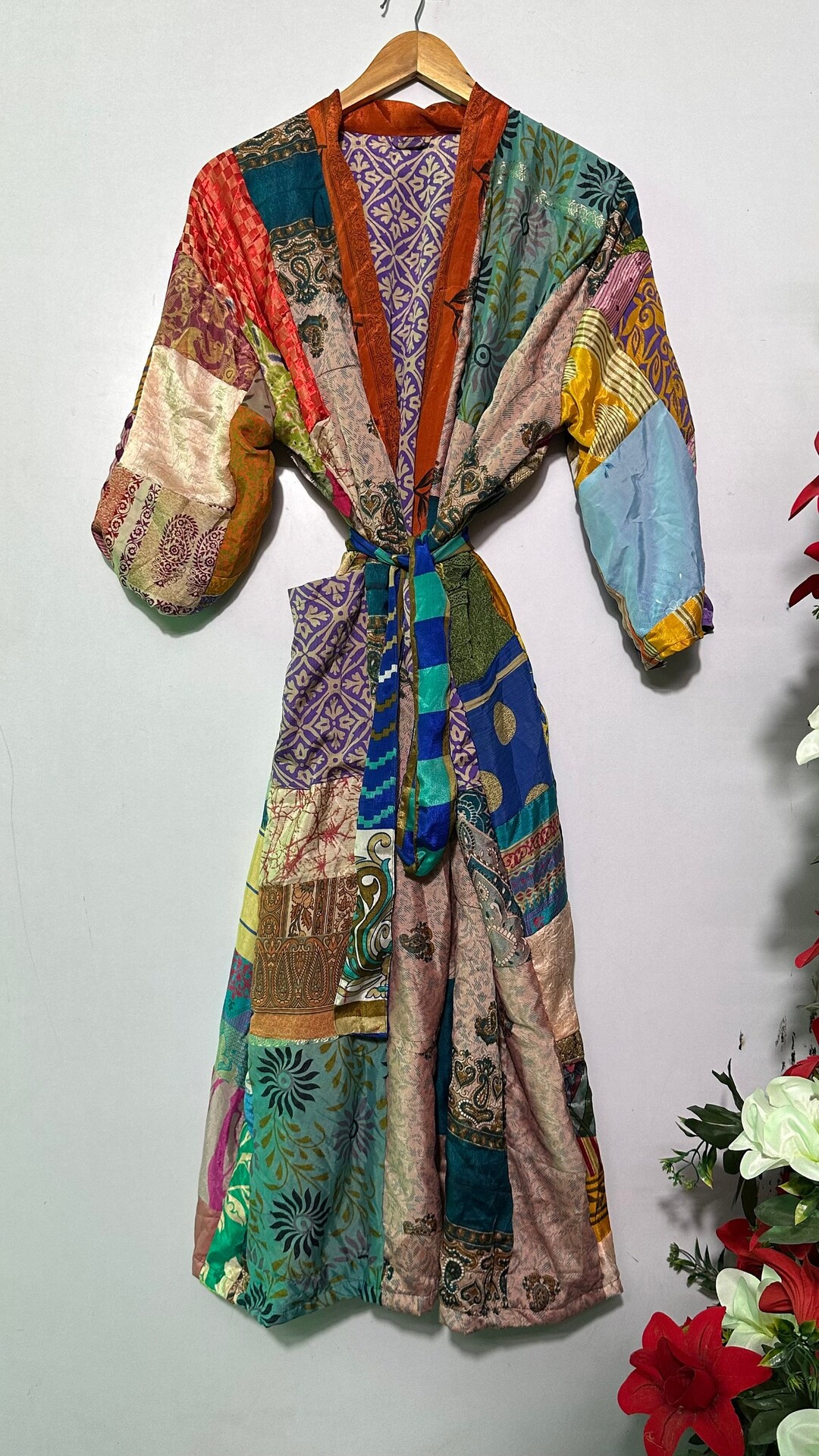 Silk Sari Kimono Robe, Indian Handmade Vintage Silk Robes, Bridesmaid ...