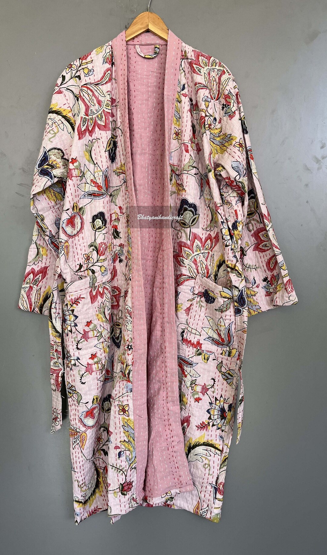 Handmade Kantha Jacket, Kantha Quilted Robe, Vintage Kantha Jacket ...