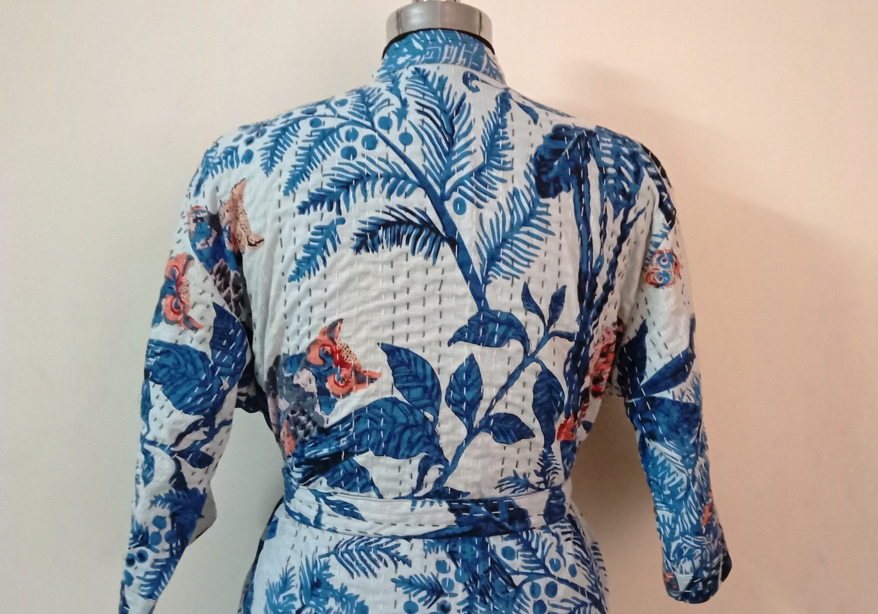 Handmade Kantha Coat Kantha Quilted Jacket Owl Print Kantha | Etsy