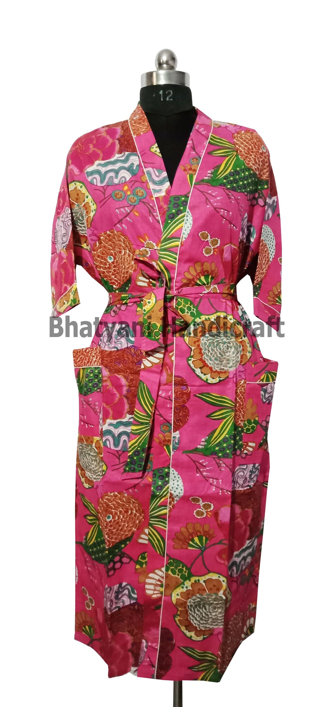 PINK Fruit Print Cotton Robe, Bath Robe, Bridesmaid Gift, Beach Cover ...