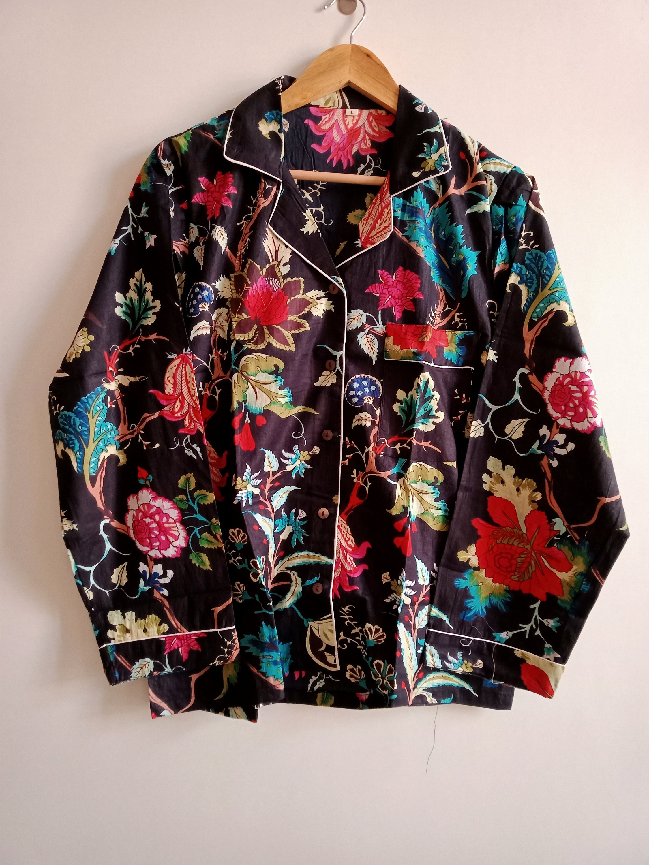 Floral Print Pajama Set Night Wear Soft Night Dress Cotton - Etsy