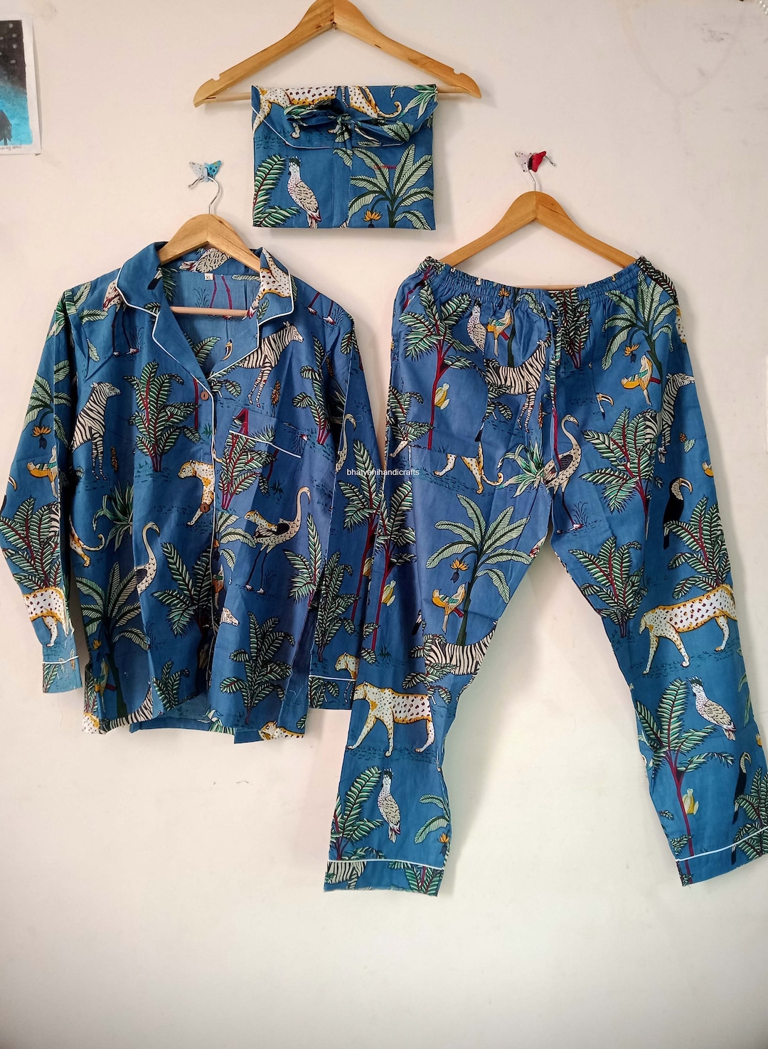 Animal Print Pure Cotton Pj Set Bridesmaid Pj Set Adult - Etsy