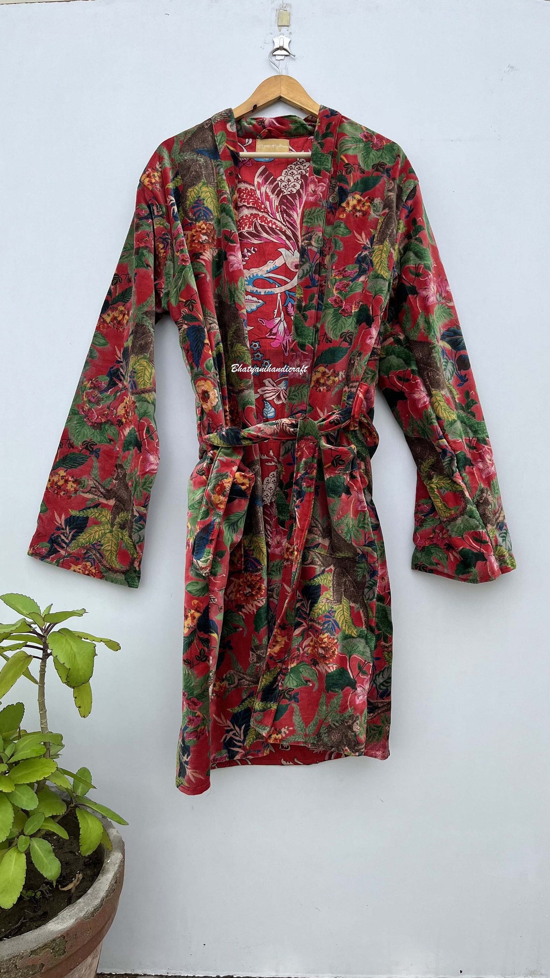 Long Velvet Jacket, Reversible Jacket. Winter Robe, Gift for Her ...