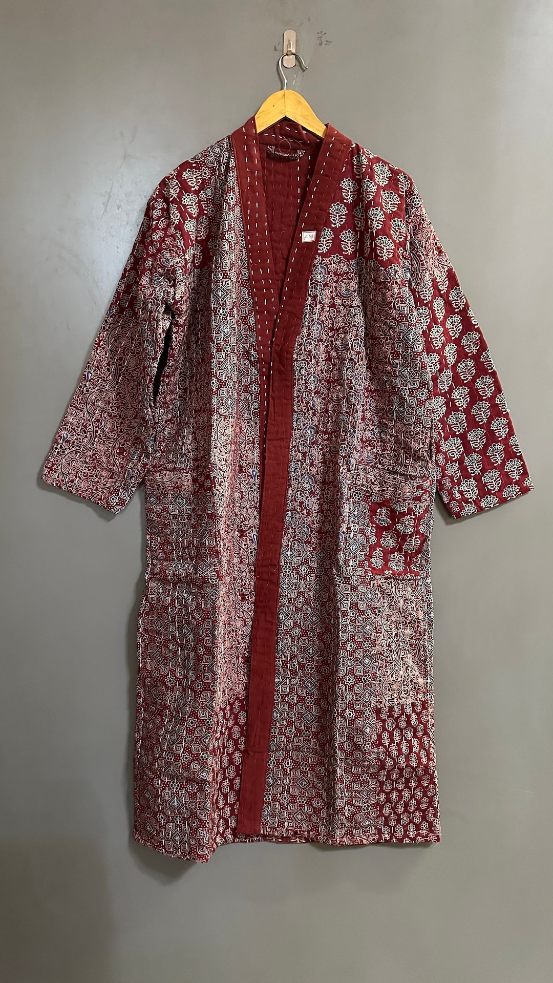 Assorted Cotton Quilted Kantha Robe, Ajrak Print Handmade Kantha Jacket ...