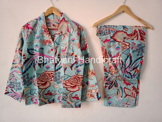 Indian Cotton Pajama Set Adult Night Suit Woman's | Etsy