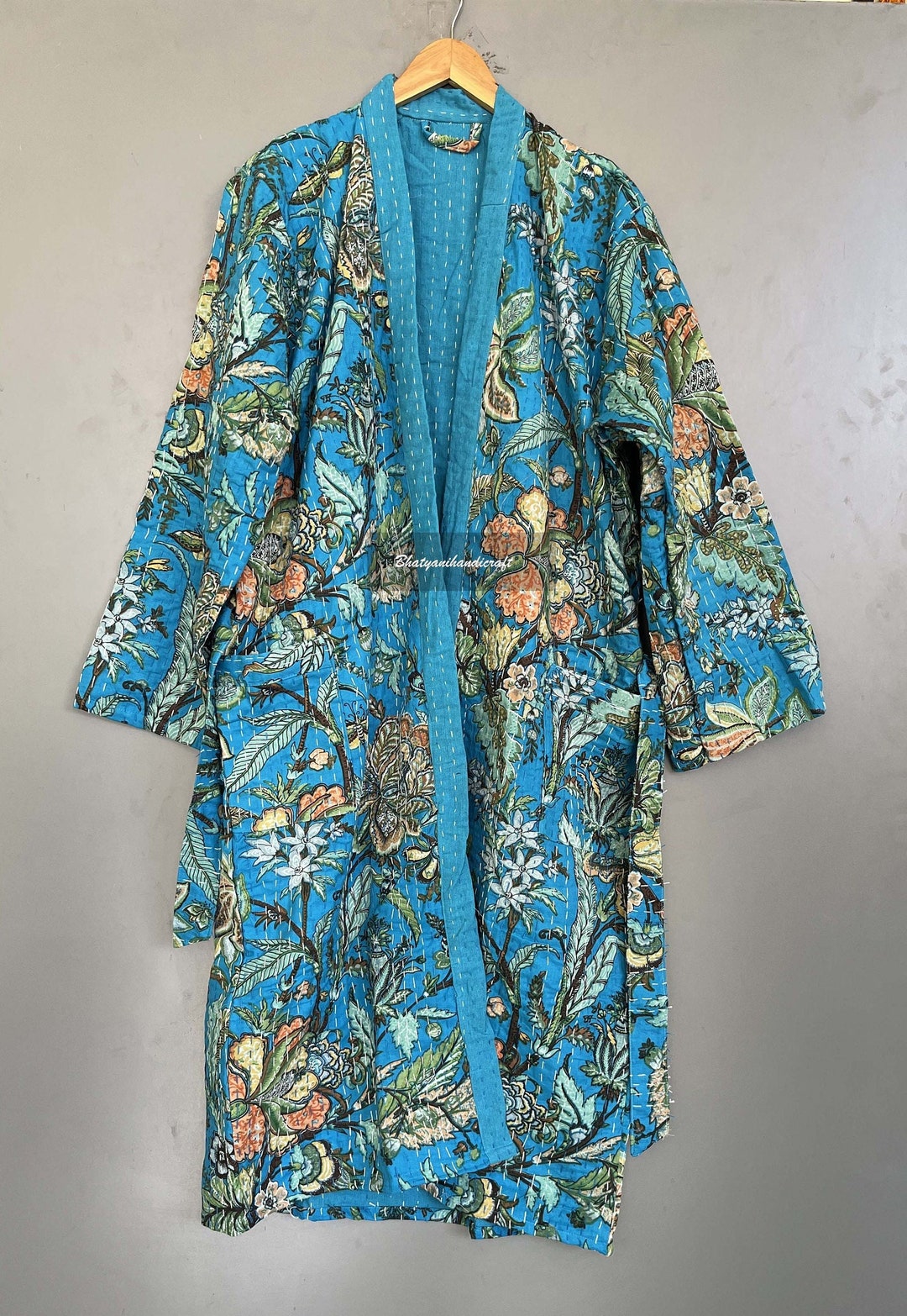 Handmade Kantha Jacket Cotton Bath Robe Kantha Kimno Beach - Etsy