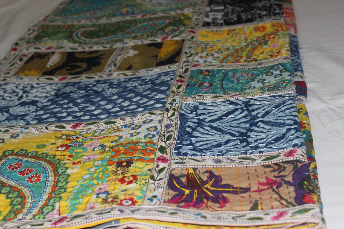 Handmade Patchwork Kantha Quilt Patch Work Kantha Quilt Kantha - Etsy