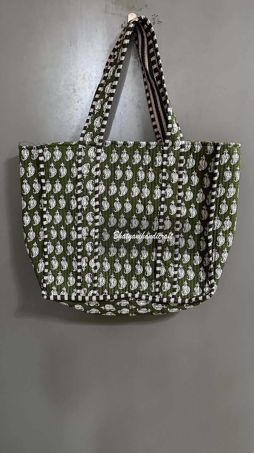 Handmade Floral Print Cotton Quilted Tote Bags, Market Bag, Quilted ...