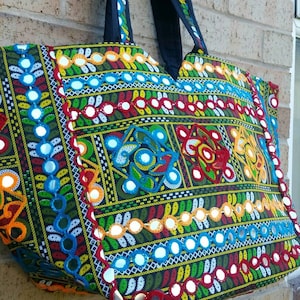 Indian Handmade Ethnic Women Shoulder Bag, Beautiful Hand Embroidery ...