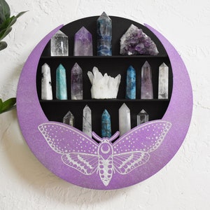 Violet Magical Moth Moon Crystal Shelf - Etsy