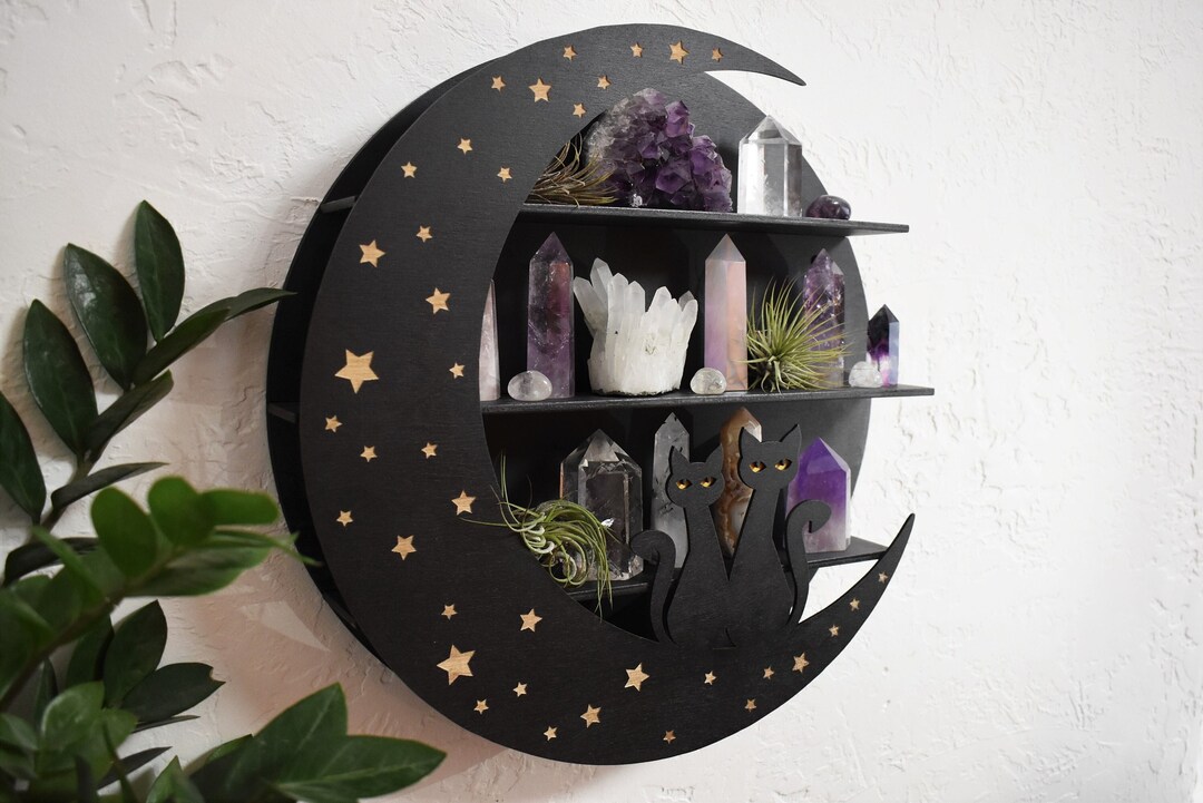 Cat Couple on Moon Crystal Shelf - Etsy