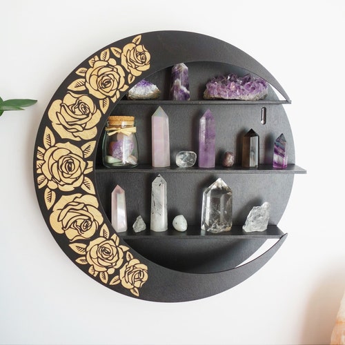 Crescent Moon Shelf Moon Phase Shelf Crystal Shelf Handmade - Etsy