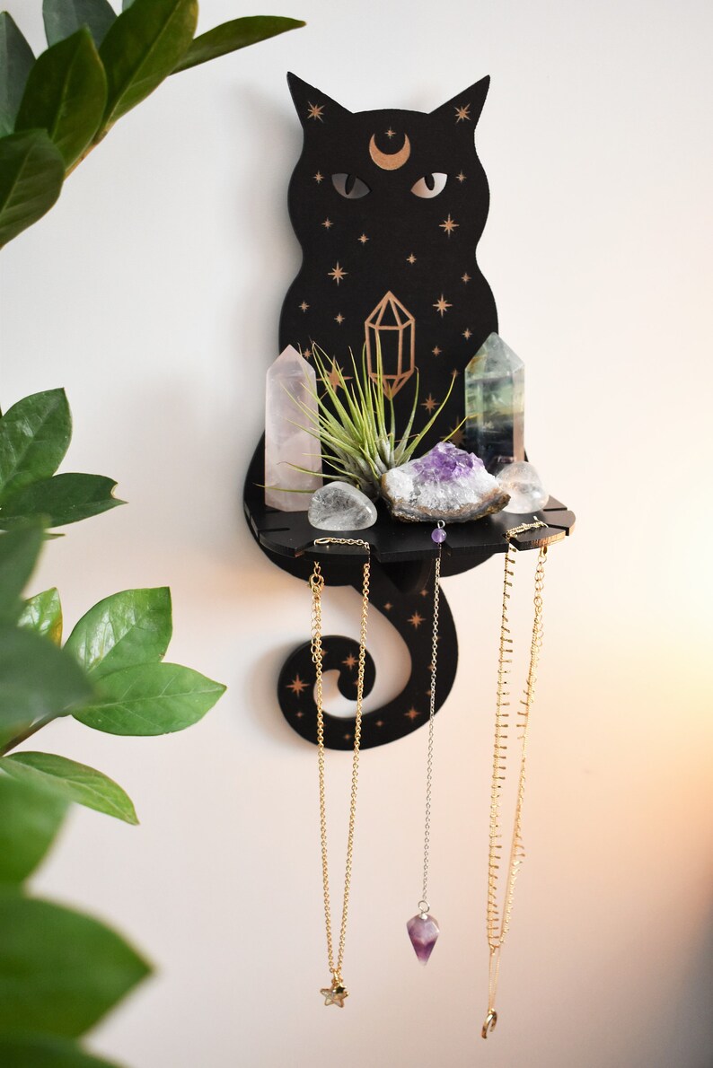 Celestial Cat Crystal Altar With Pendulum and Necklace Stand - Etsy