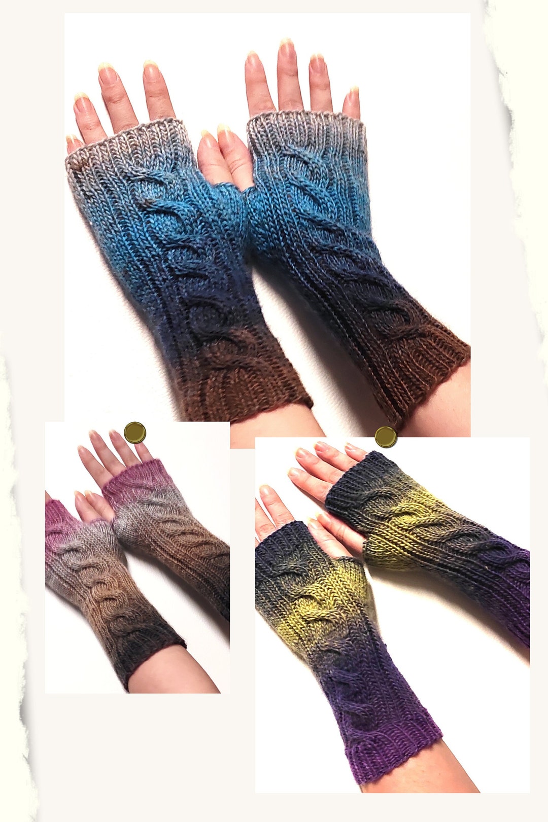 Wrist Warmer, Gauntlets, Hand Knitted Wool Arm Warmers, Autumn Winter ...