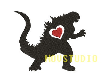 Godzilla Embroidery - Etsy