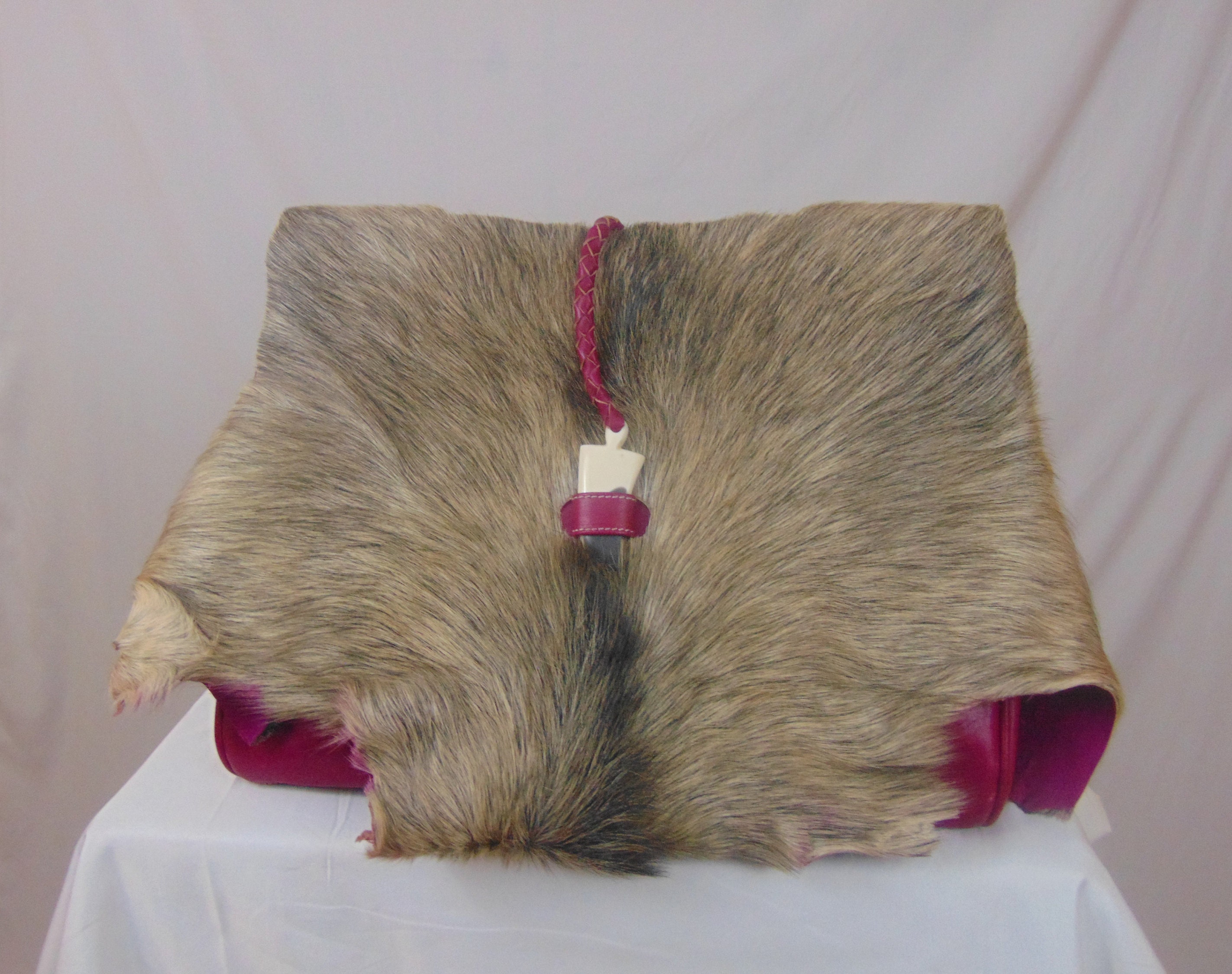 Fuchsia Leather Bag Natural Fur Handmade Bag Leather - Etsy