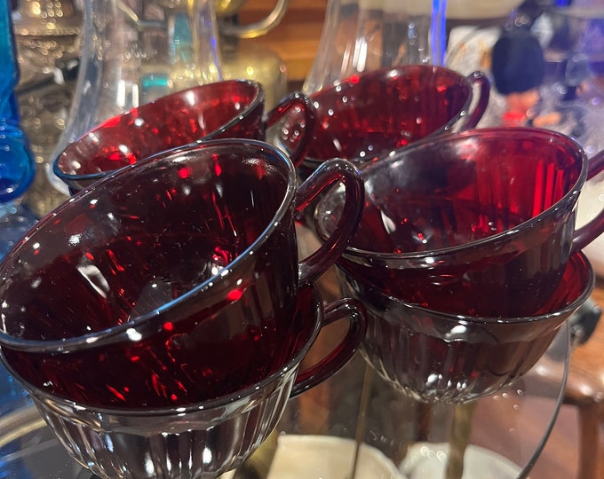 Vintage Anchor Hocking Royal Ruby Red Set of 8 Cups - Etsy