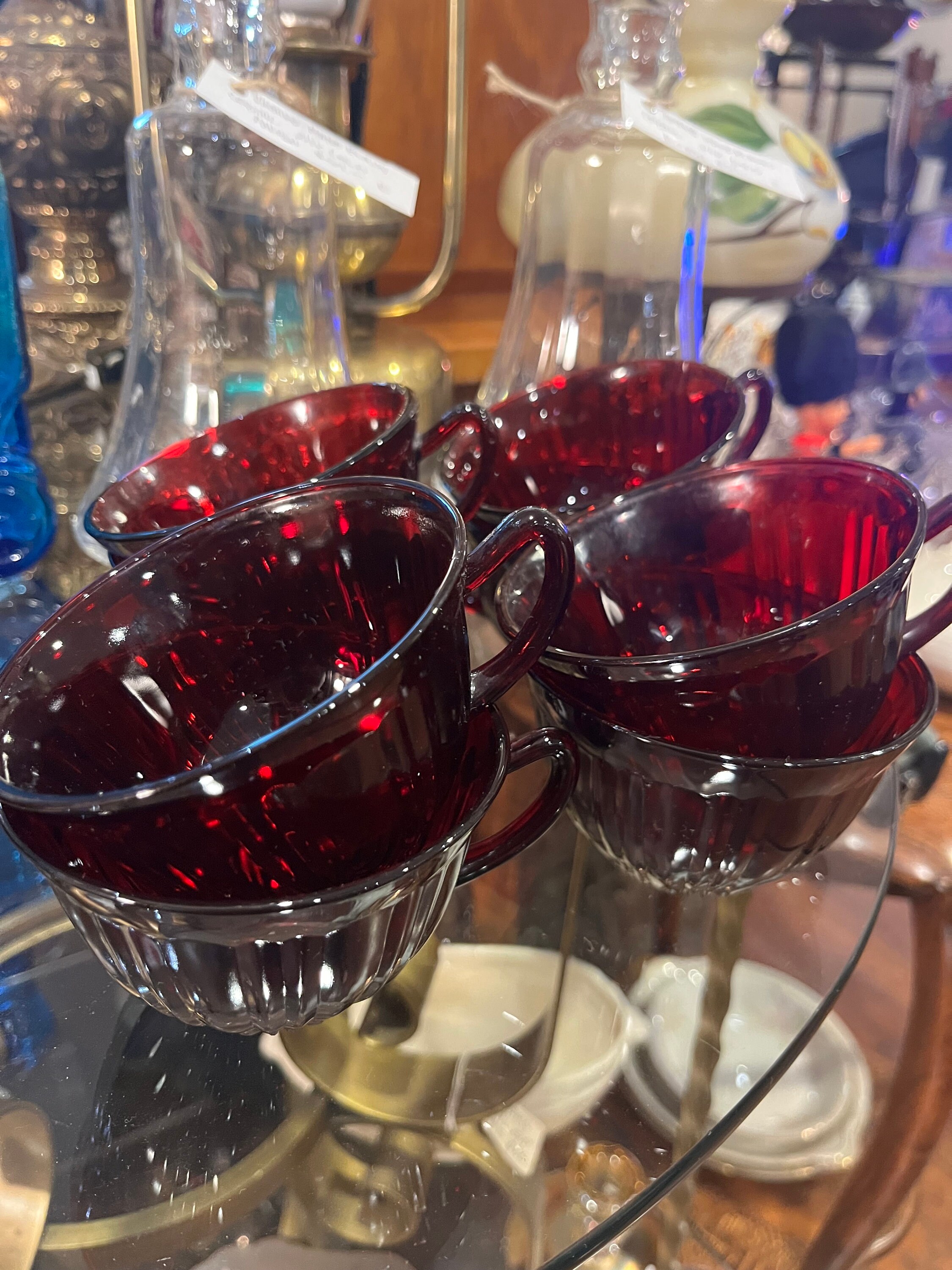 Vintage Anchor Hocking Royal Ruby Red Set of 8 Cups - Etsy