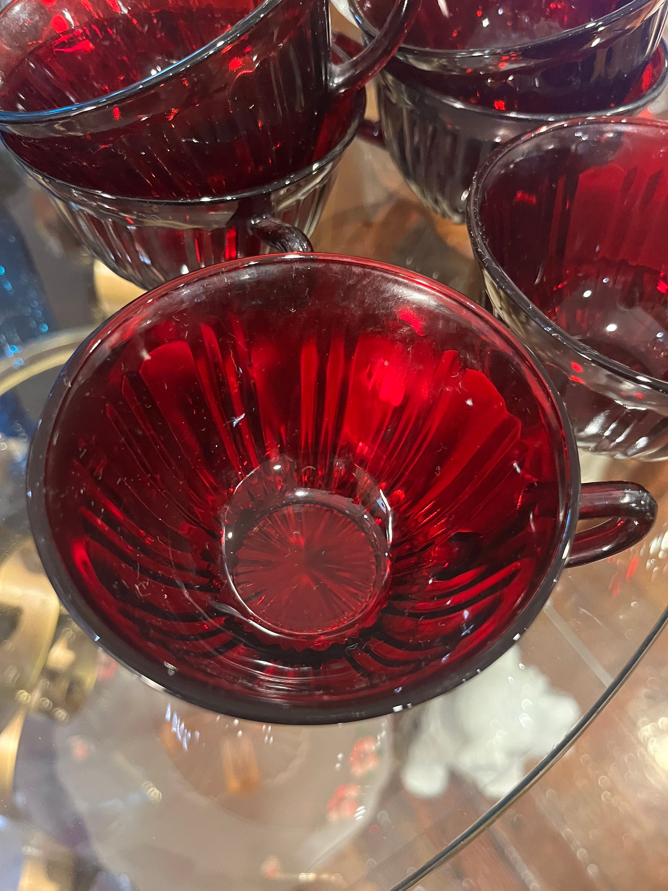 Vintage Anchor Hocking Royal Ruby Red Set of 8 Cups - Etsy