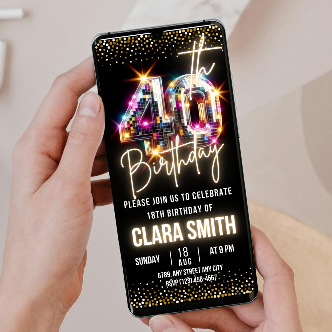 Digital 40th Birthday Invitation, Animated Video Birthday Party ...