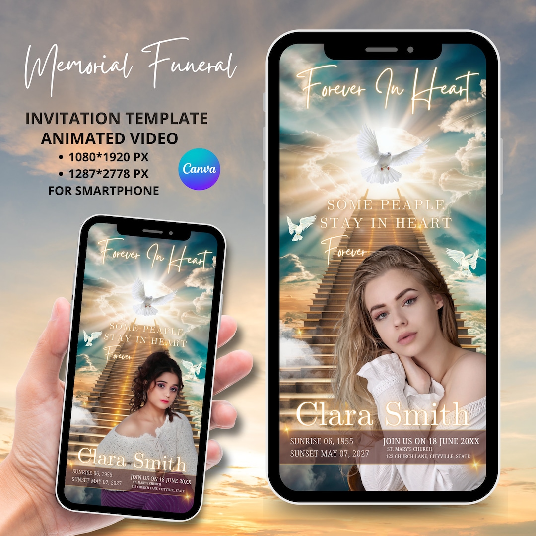 Memorial Funeral Announcement, Funeral Animated Video Invitation ...