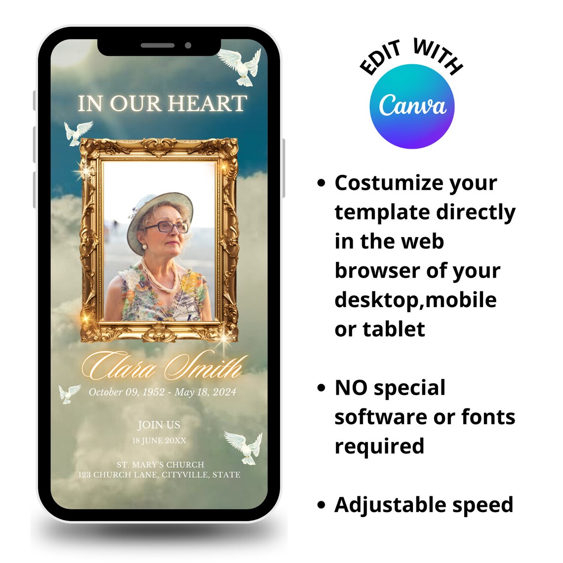 Memorial Funeral Announcement, Funeral Animated Video Invitation ...