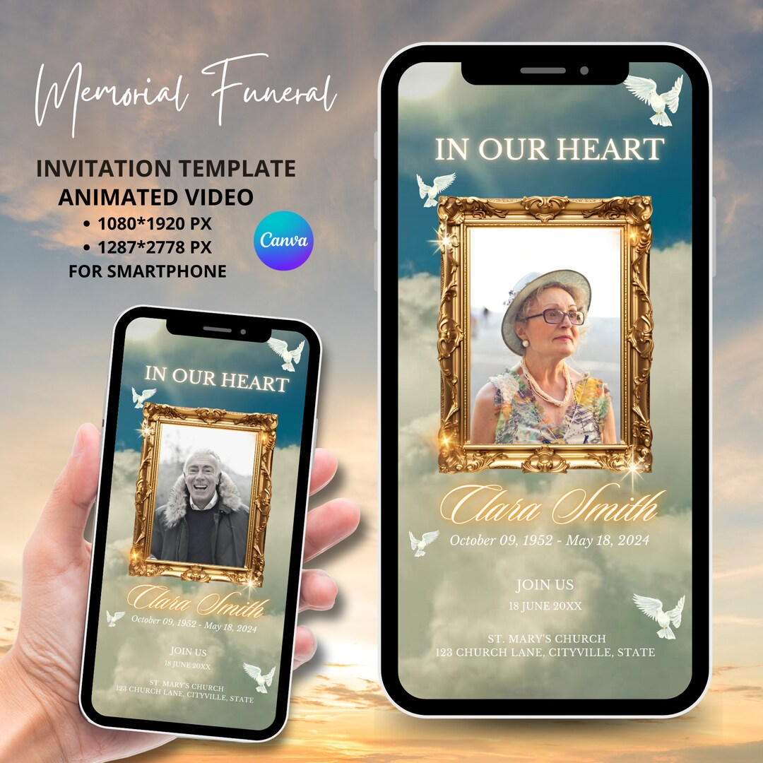 Memorial Funeral Announcement, Funeral Animated Video Invitation ...