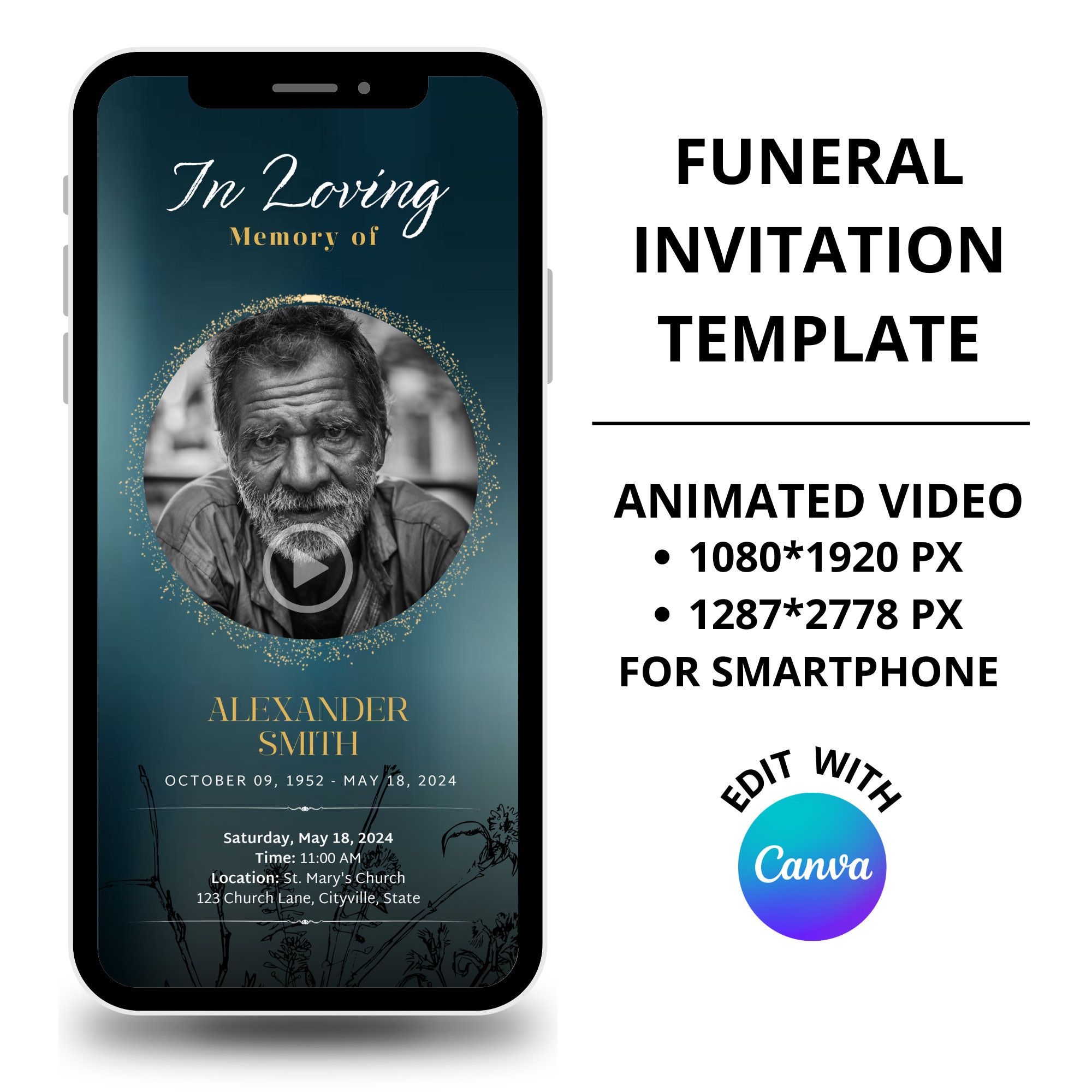 Funeral Animated Video Invitation, Funeral Video Template, Funeral ...