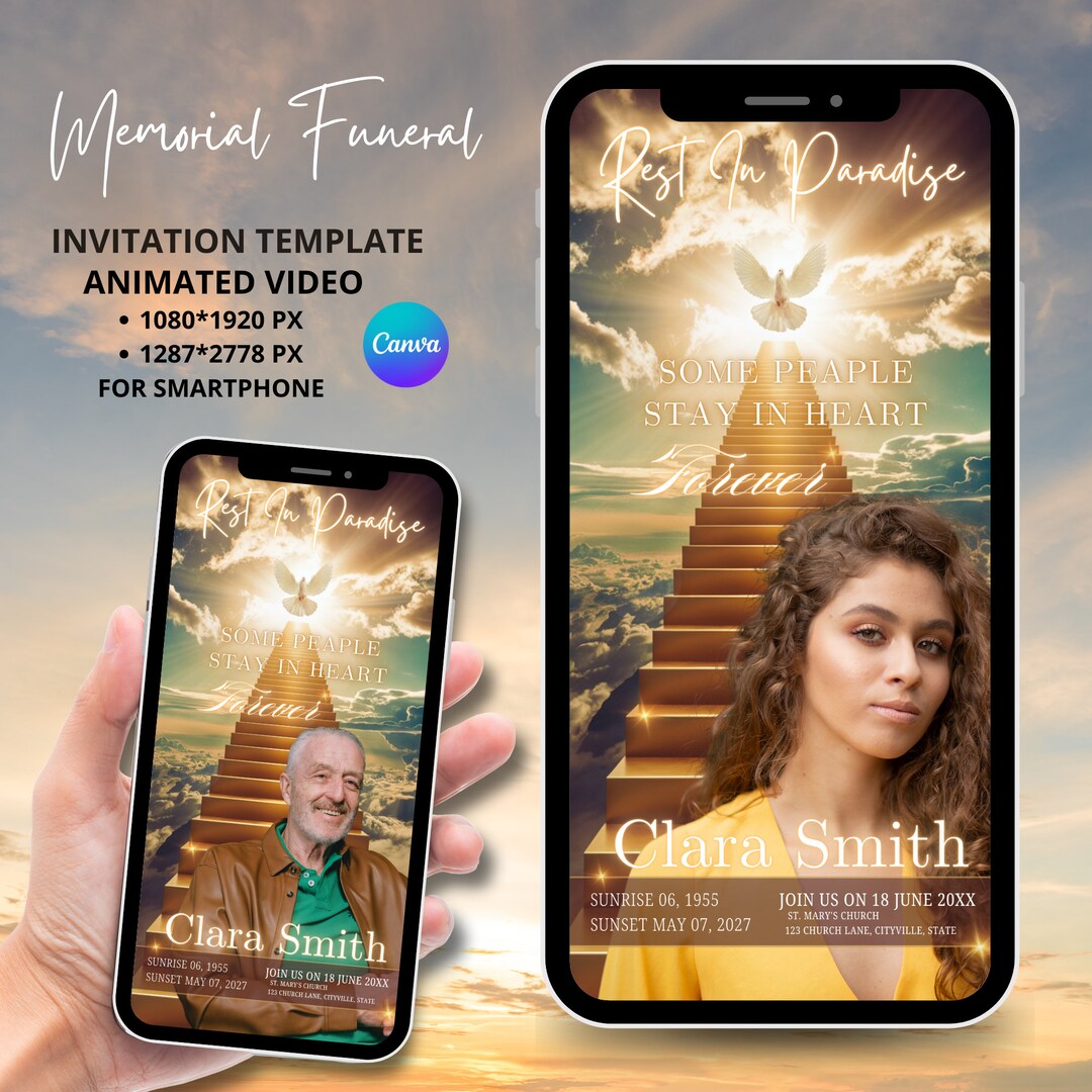 Memorial Funeral Announcement, Funeral Animated Video Invitation ...