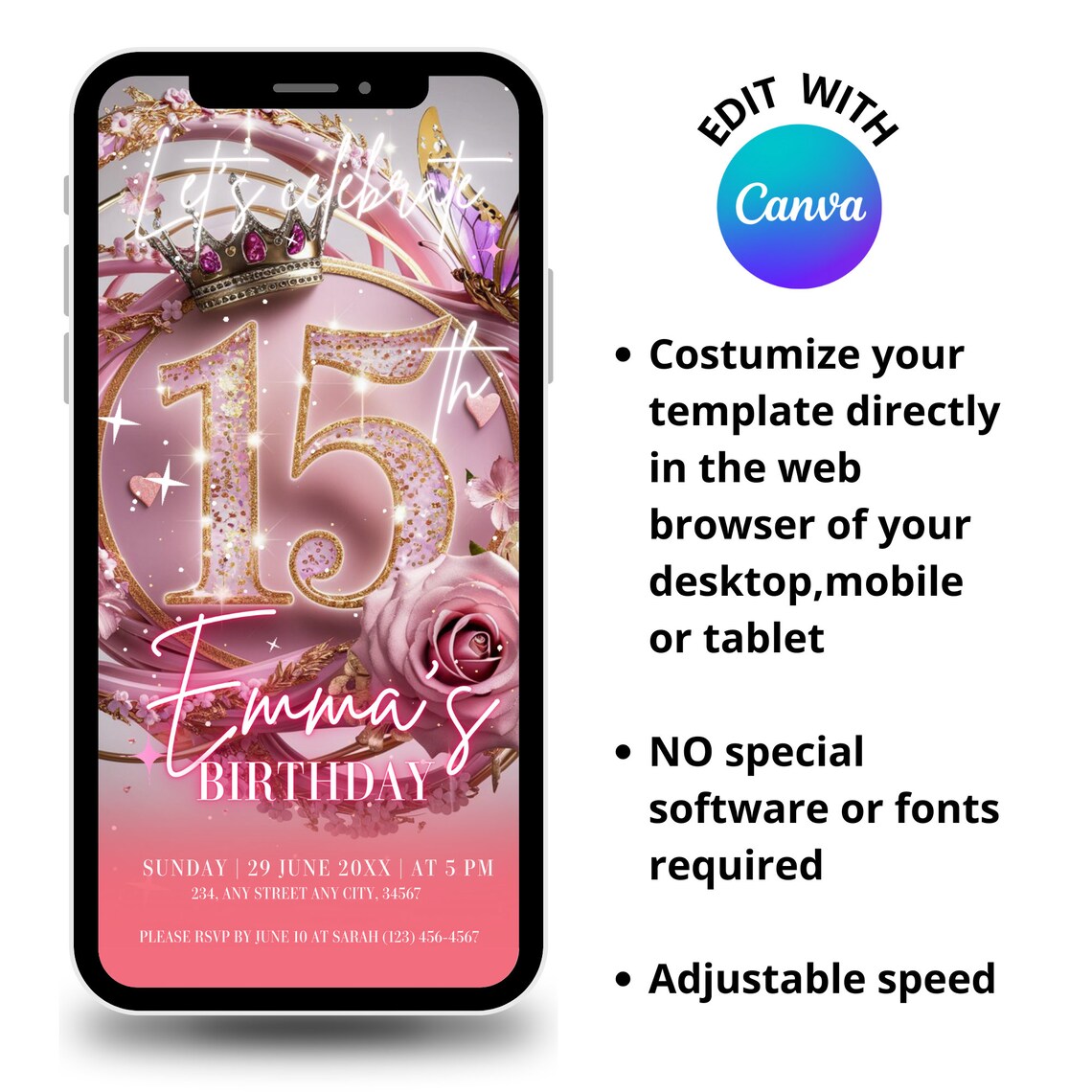 Digital Birthday Invitation, Animated Video Birthday Party Invitation ...