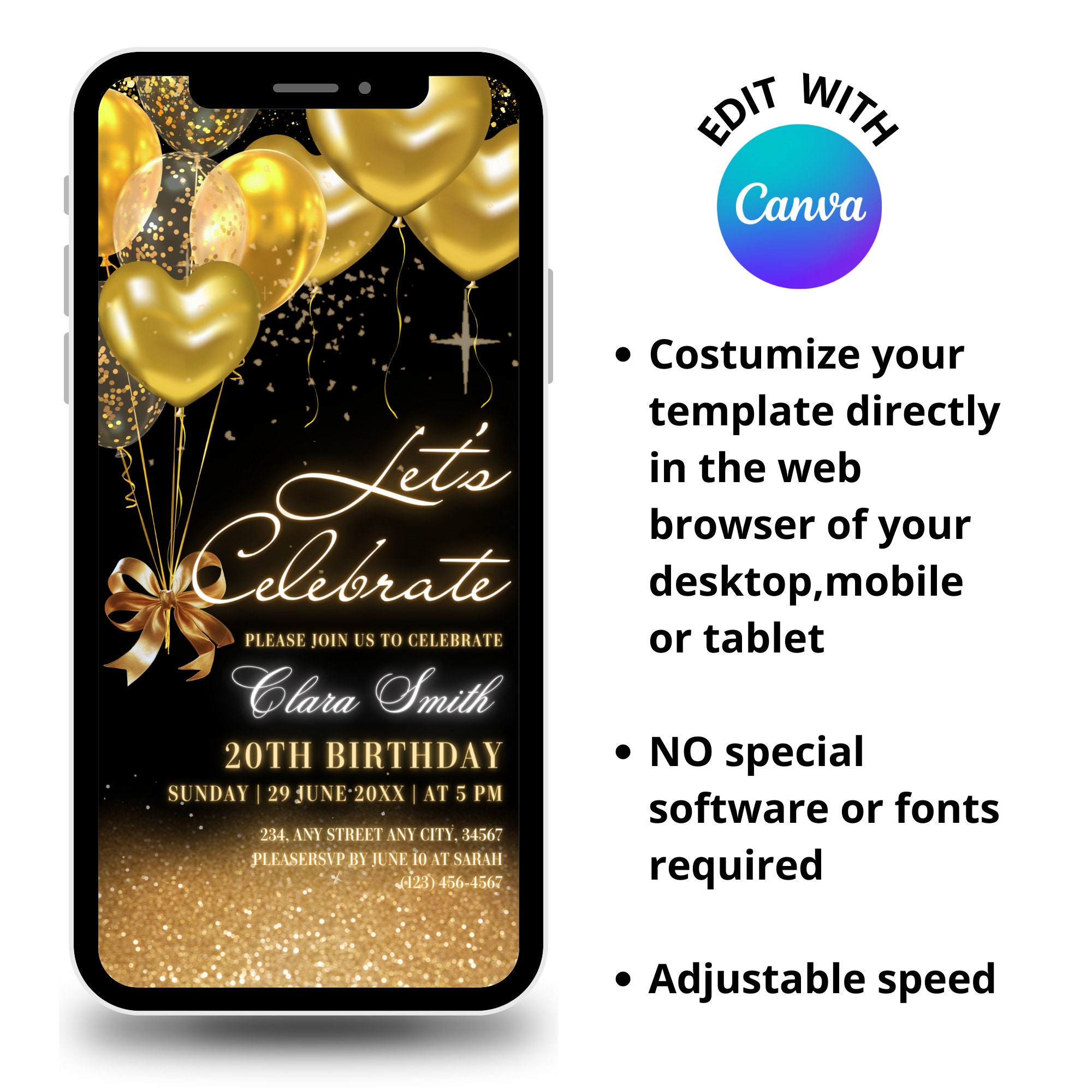 Digital Birthday Invitation, Animated Video Birthday Party Invitation ...