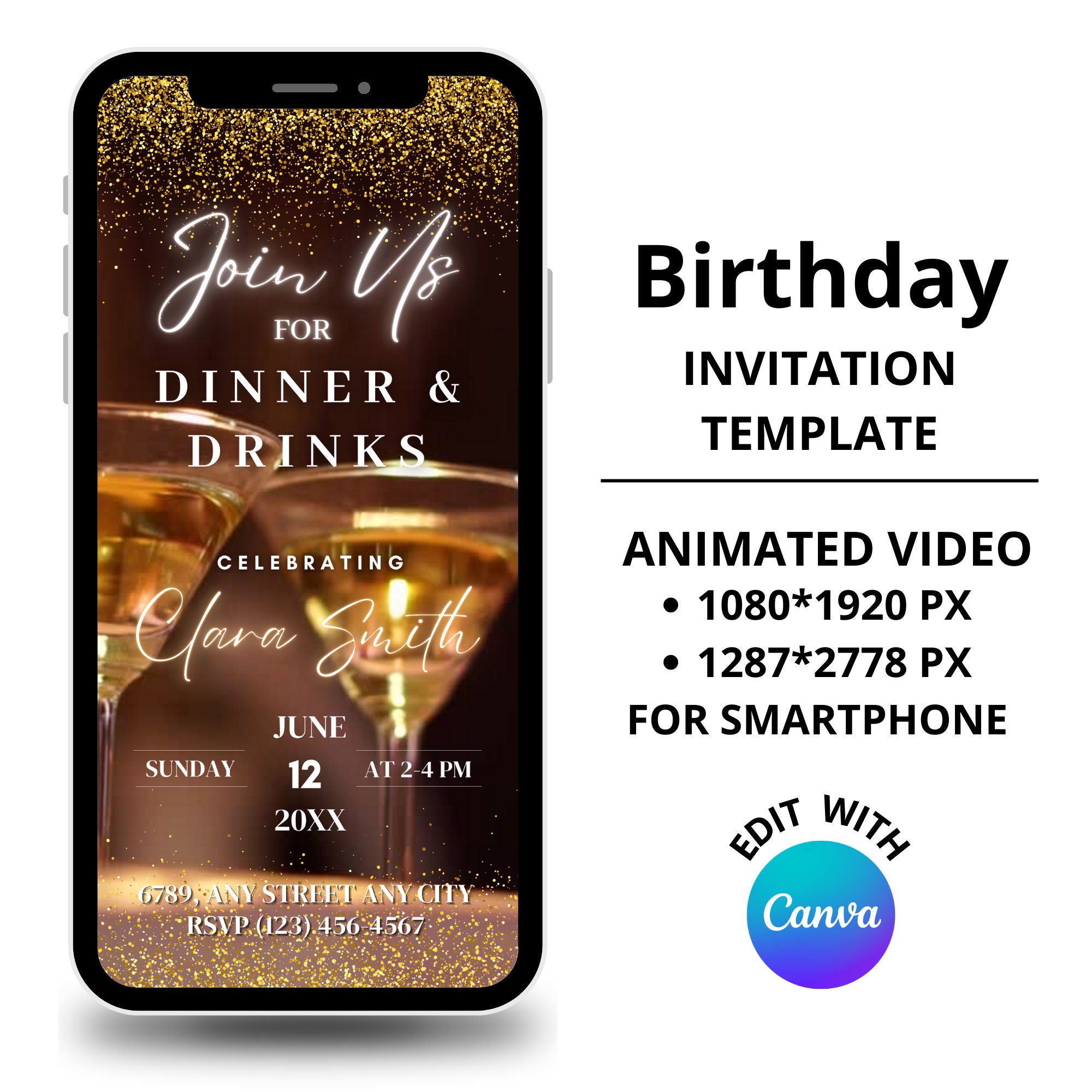 Digital Birthday Invitation, Animated Video Birthday Party Invitation ...